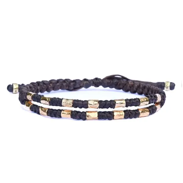 HARBOUR UK BRACELETS Viking Gold Rope Bracelet - Brown