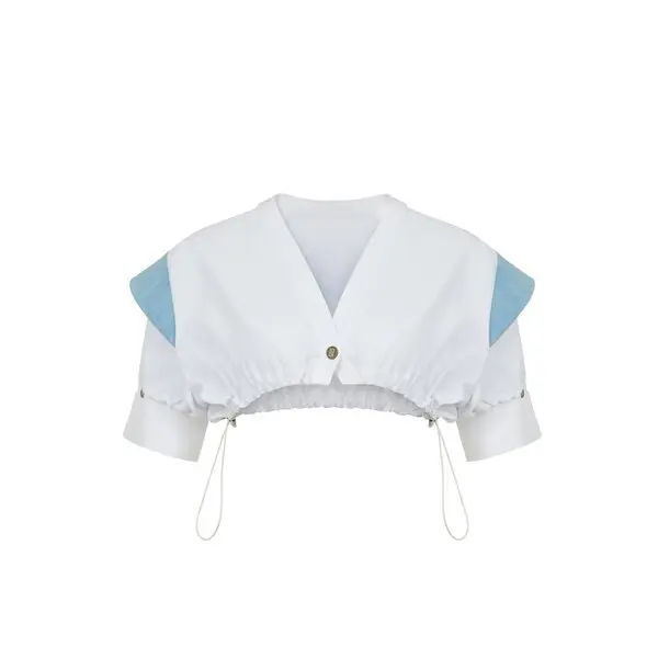 MAYAMU Mini Poplin Shirt With Removable Collar