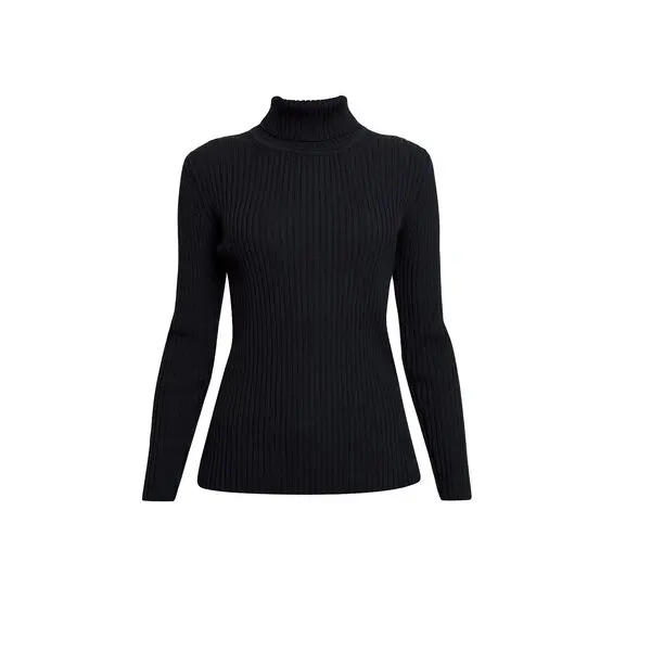 RUMOUR LONDON Mia Ribbed Merino Wool Turtleneck Sweater - Black