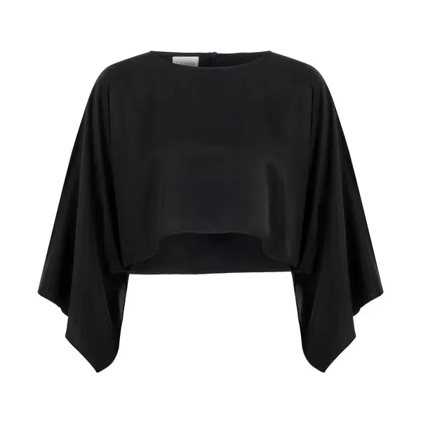 LILAMIE Soho Loose Fit Boat Neck Long Sleeve Blouse