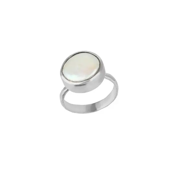 MEJOMA Silver Baroque Pearl Signet Ring - Silver/white