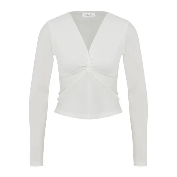 MAAN ISTANBUL V-neck Knot Detail Blouse