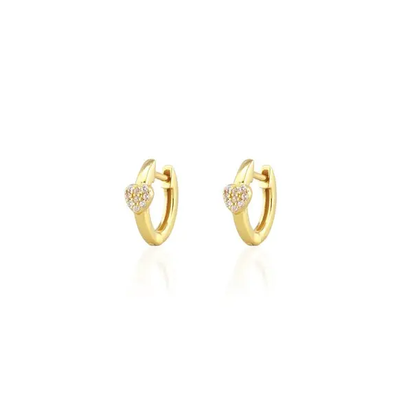 Kris Nations Heart Crystal Huggie Hoop Earrings - Gold