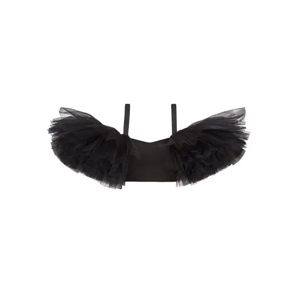 LIA ARAM Symmetrical Tulle-trimmed Bustier - Black