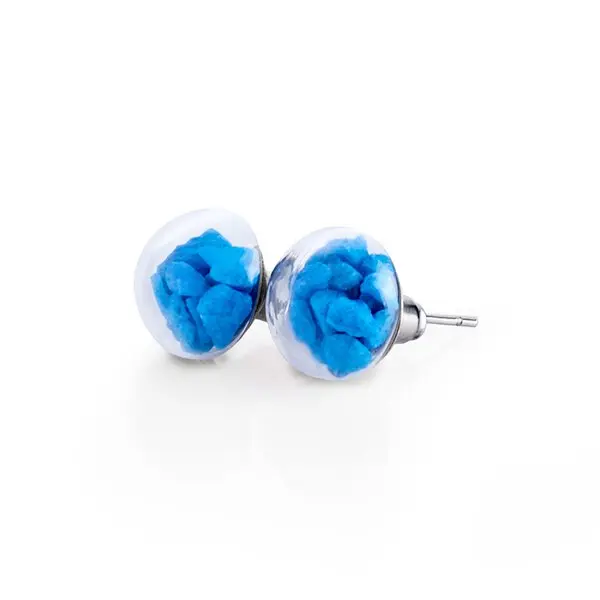 MY LITTLE NATURE Stud Earrings With Natural Stones - Blue