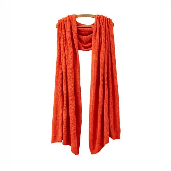 OUBAS Fine Lambswool Brant Wrap In Burnt - Orange