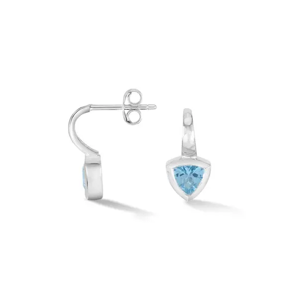 DOWER & HALL Sterling Silver Blue Topaz Trillion Hoop Earrings - Silver/blue