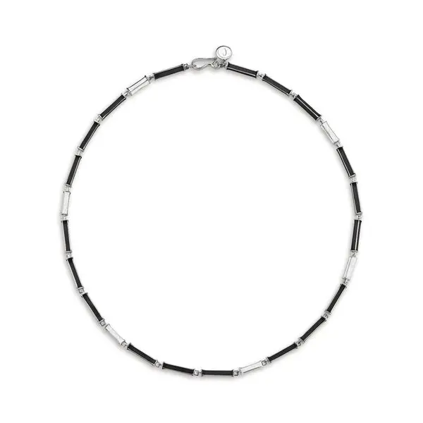 C|ND|N BY CANDAN BALTO Megaron & Black Enamel Necklace - Silver