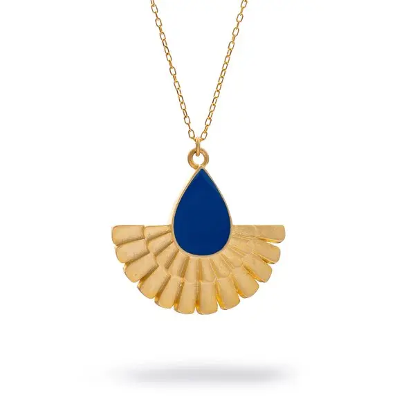 EBRU JEWELRY Enamel Pendant Necklace - Gold/blue