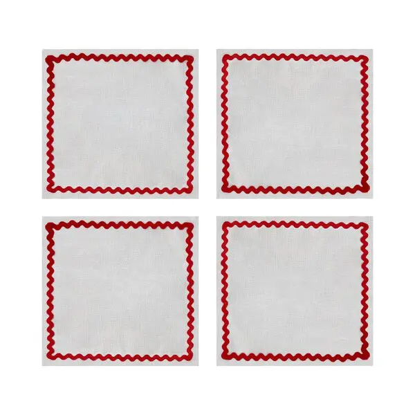 LILLY LOVES Embroidered Napkins - Red