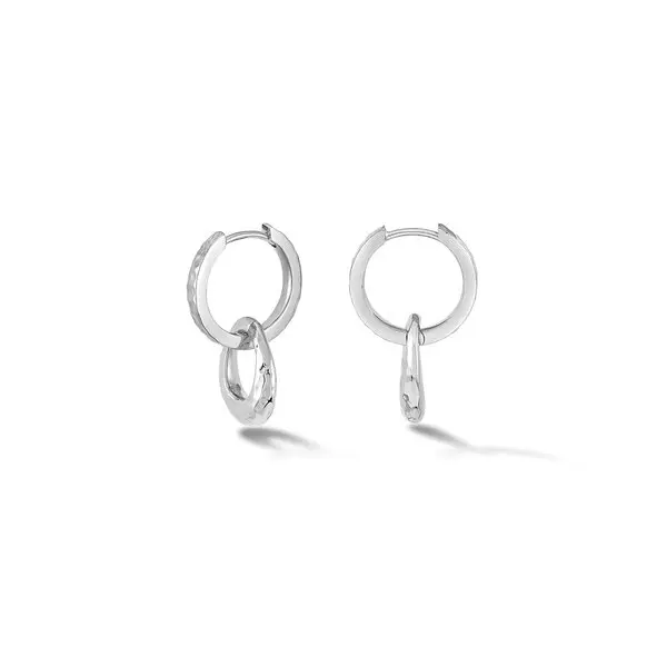 DOWER & HALL Entwined Oval & Huggie Drop Earrings - Silver