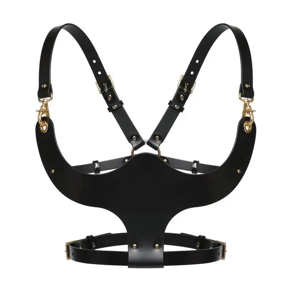 HAUTE CUIR Saria Leather Underbust Harness - Black