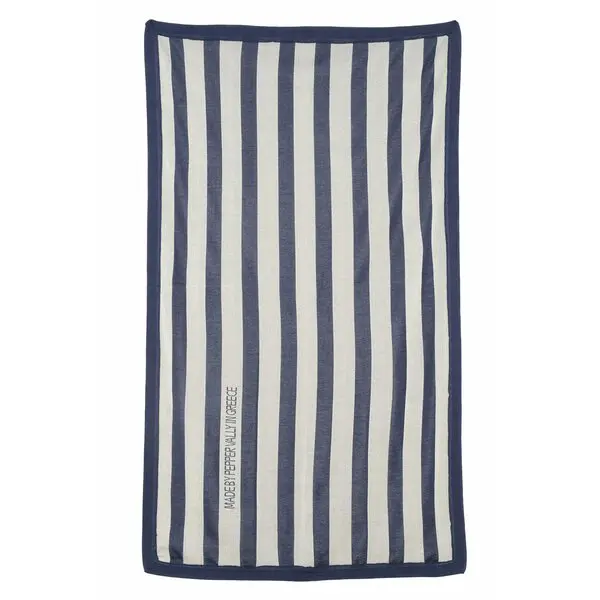 PEPPER VALLY Neutrals / Cotton Beachtowel Raw Stripes - Blue