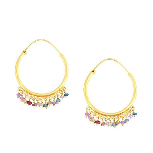 OPIUM JEWELS Cascade Multi Stone Hoop Earrings - Gold/yellow
