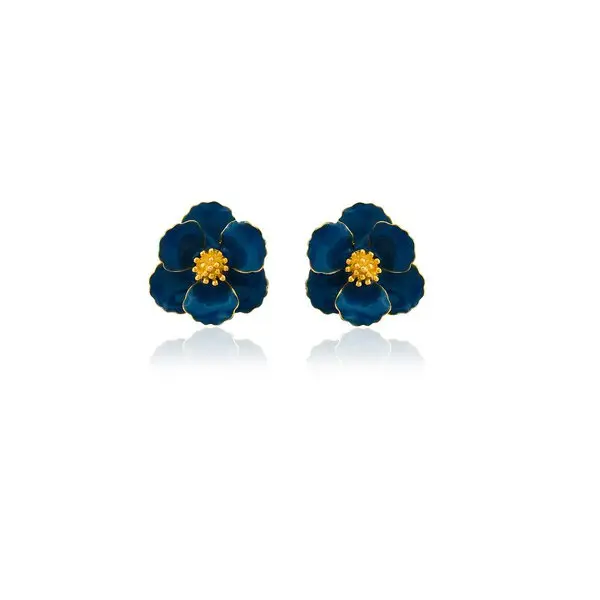 MILOU JEWELRY Petite Flower Stud Earrings - Blue