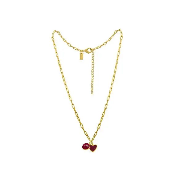 LUNAYA JEWELRY Heart Charm Chain Necklace - Red/gold