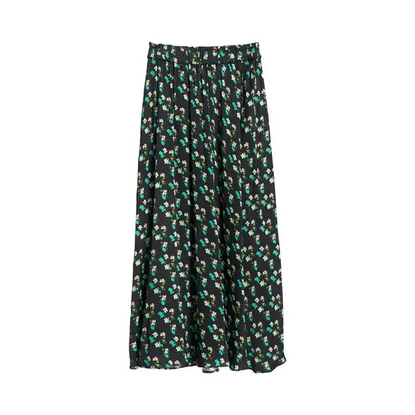 LOST PATTERN Beach Blossom Floral Satin Midi Skirt