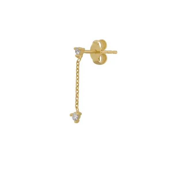 SPERO LONDON Fine Double Diamond Drop Single Earring 14ct Solid - Gold
