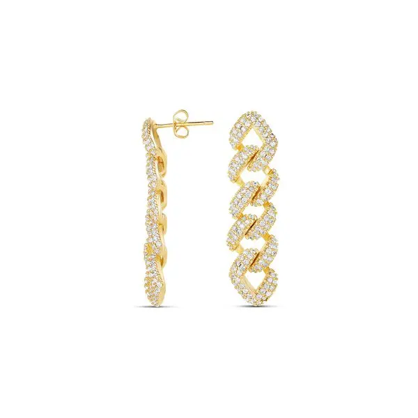SHYMI Pave Cuban Link Earrings - Gold