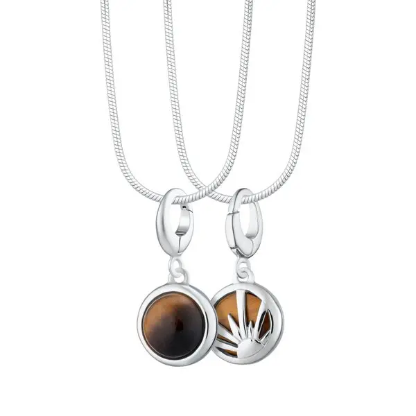 LILY CHARMED Sterling Tigers Eye Charm Necklace - Silver