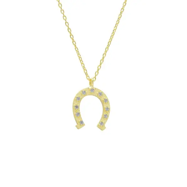 SPERO LONDON Sterling Silver Horseshoe Equestrian Necklace - Gold