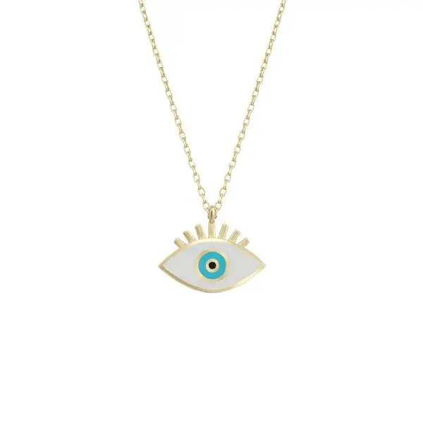 SPERO LONDON Sterling Silver Evil Eye Eyelash Pendant Necklace - Gold