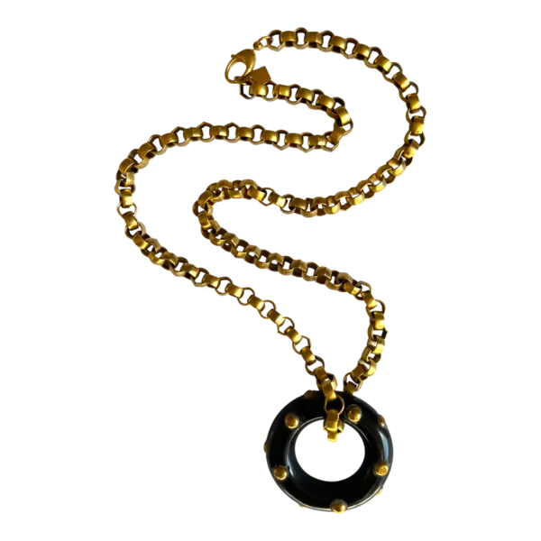 SCCOLLECTION Riley Studded Disk Necklace - Black