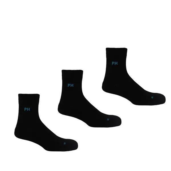 PEPER HAROW - MADE IN ENGLAND Three Pack Quarter Recycled Sport Socks - Black