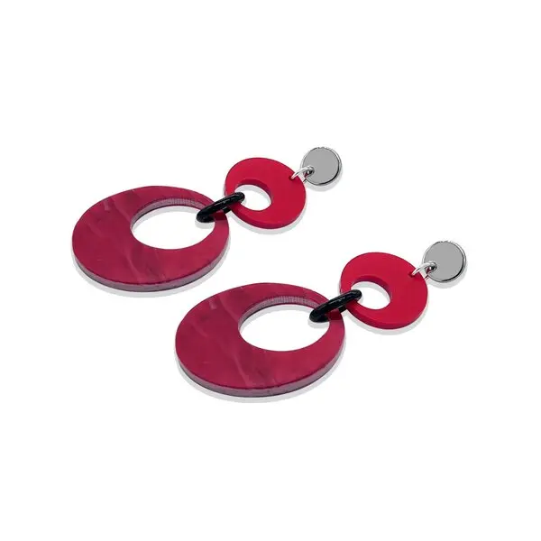 TOOLALLY Swinging Circle Drop Earrings - Pink