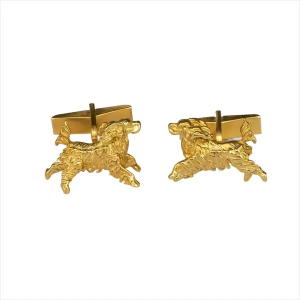 SIMON KEMP JEWELLERS Leaping Spaniel Cufflinks Eighteen Carat On Solid Sterling Silver - Gold