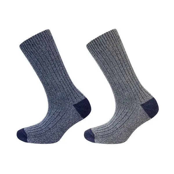 GREENTREAT Ribbed Organic Cotton Boot Socks - Blue/grey