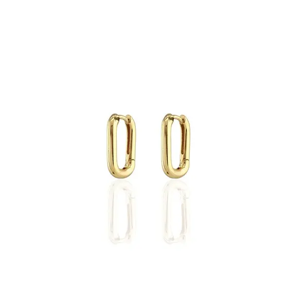 Kris Nations Oval Huggie Hoop Earrings - Gold