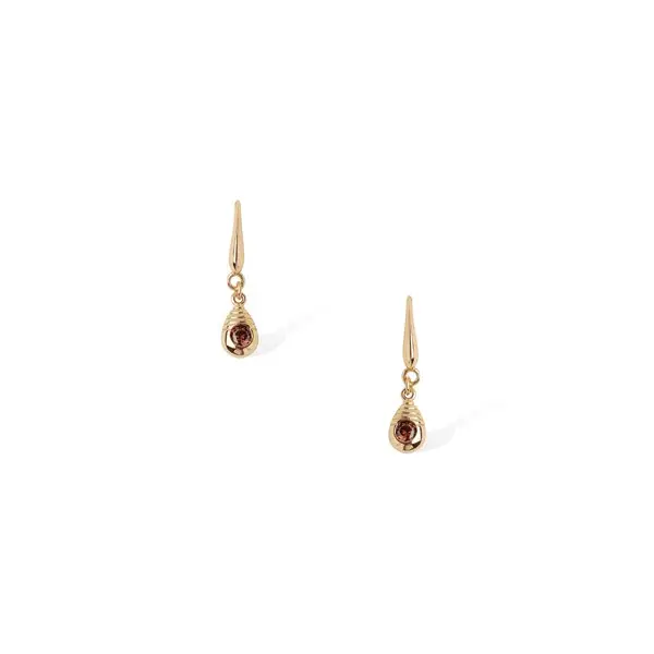 RETRO CHIC Brown / Gold Aeolian Bells Earrings - Brown/gold