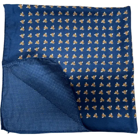 LAZYJACK PRESS Double-sided Italian Silk Buzzed Scarf - Blue