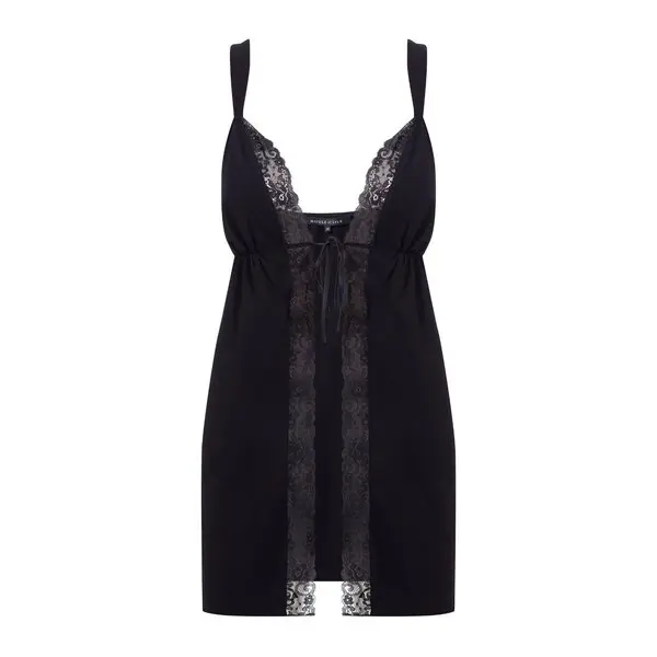 HOUSE OF SILK Mia Babydoll & Thong Set - Black