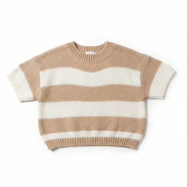 LATELIER LONDON Striped Short Sleeve Jumper - Brown