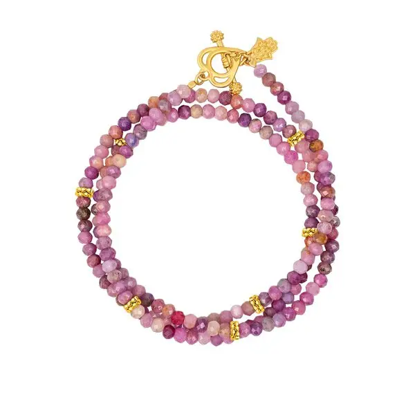 KARMA AND LUCK Ruby Heart Wrap Bracelet - Pink/gold