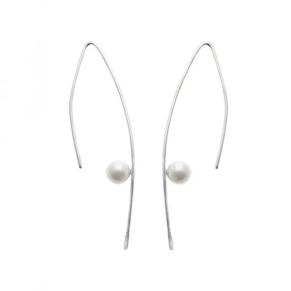 SILVER MOON Line Of Light Sterling Silver Earrings - Silver/white