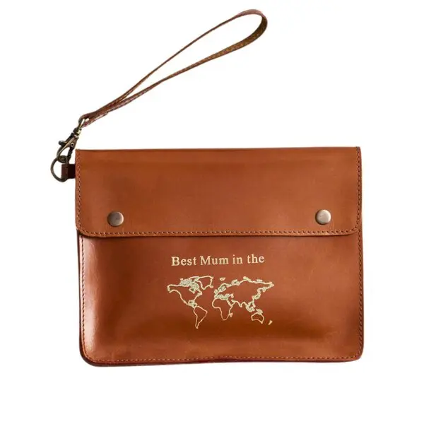 VIDA VIDA Best Mum In The World Leather Travel Wallet - Brown