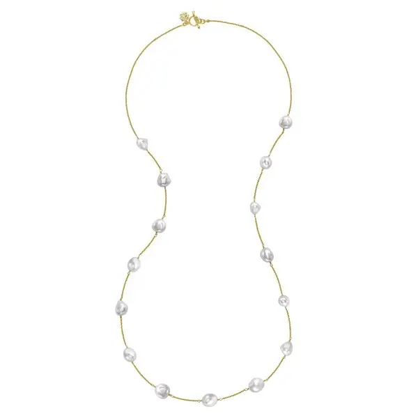 DOWER & HALL Vermeil Chain Necklace With Baroque Pearls - Gold