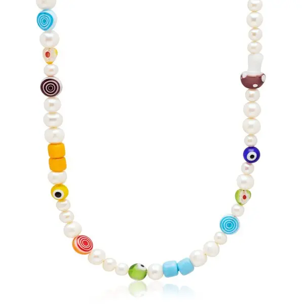 NIALAYA JEWELRY Pearl And Glass Bead Necklace - White