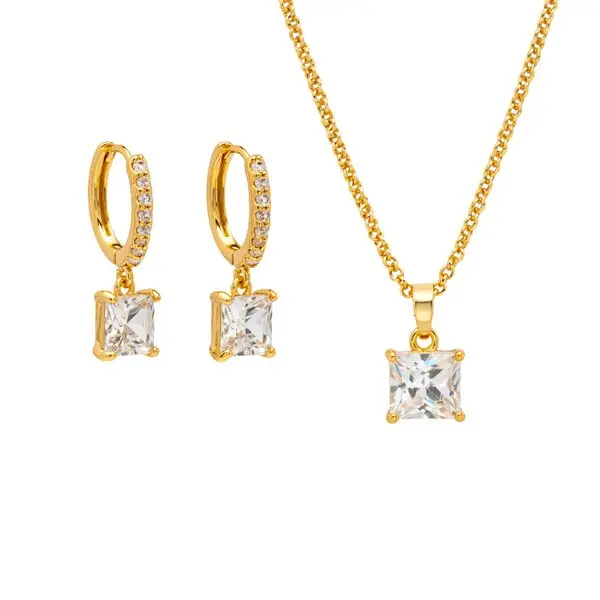 UCHI & SOTO Shikaku Stone Earrings And Necklace Set - Gold