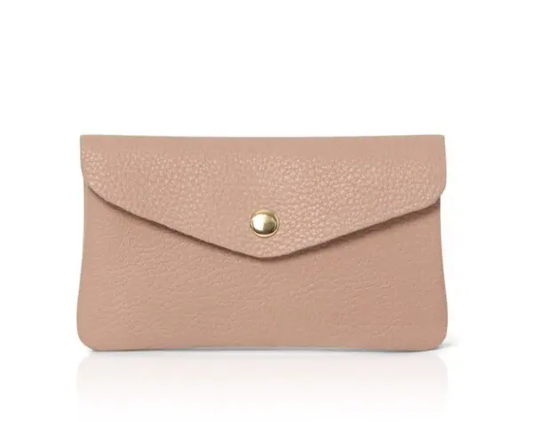 BETSY & FLOSS Medium Popper Leather Purse In Blush - Red