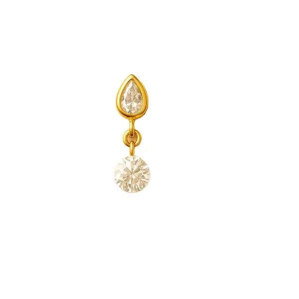 LILY FLO JEWELLERY Pear And Round Diamond Drop Stud - Gold