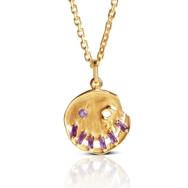 KASUN LONDON Vermeil Amethyst Pendant Necklace - Gold