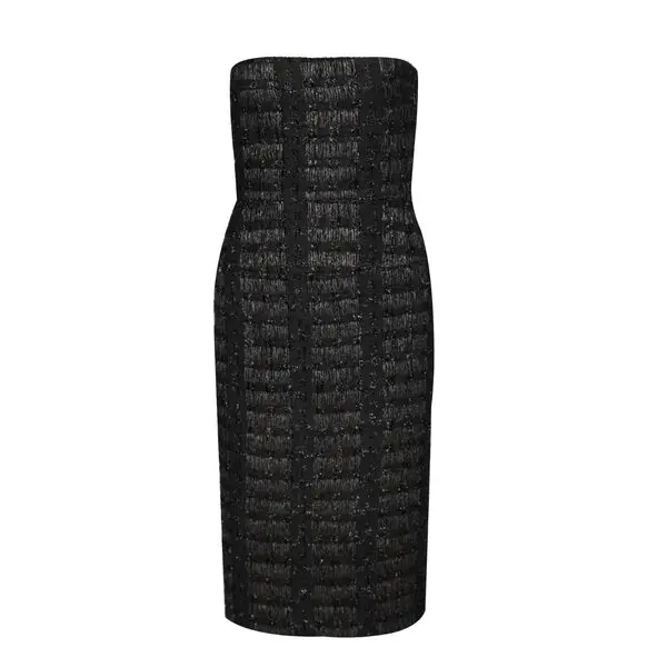 RUE AGTHONIS Lendemain Strapless Tweed Dress