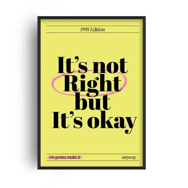 FANCLUB It's Not Right Positive Retro Music Giclée Art Print - Yellow