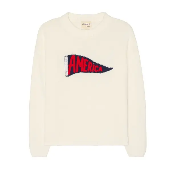 ELLSWORTH + IVEY America Pennant Crewneck - White
