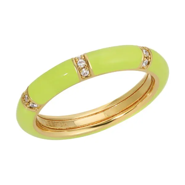 LEEADA JEWELRY Lamill Enamel Stacking Ring - Green