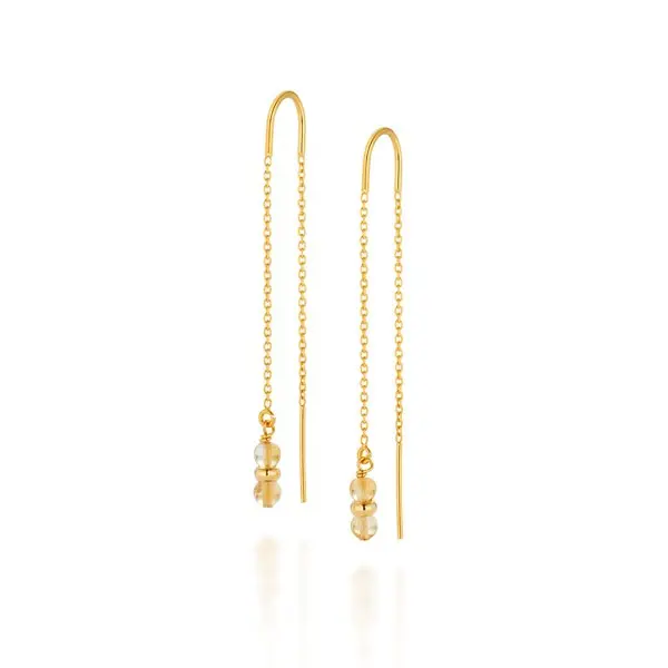 NELLOU JEWELLERY Gold Plated Sterling Silver Citrine Threader Earrings - Gold/yellow
